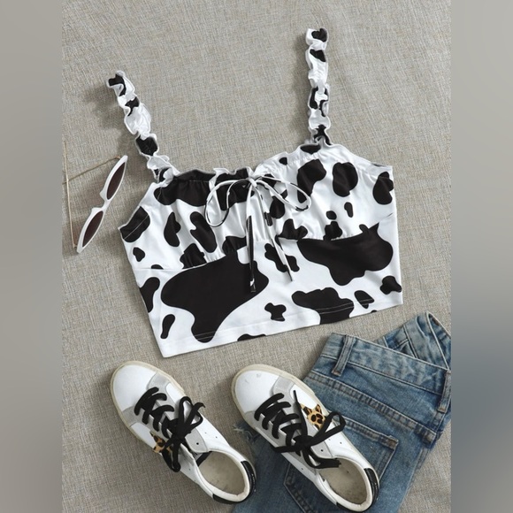 ROMWE | Tops | Cow Print Crop Top | Poshmark